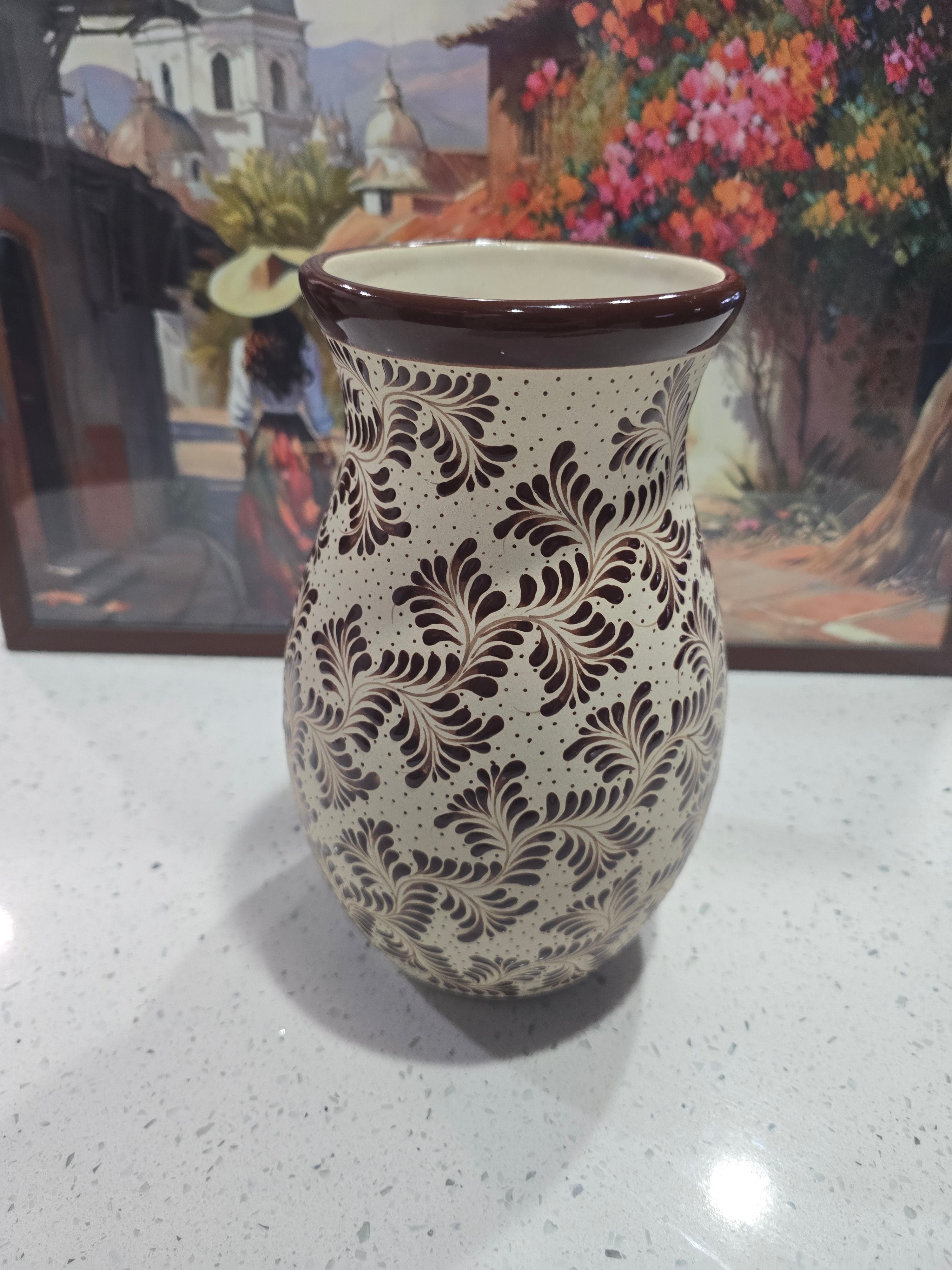 Brown Talavera Vase – La Casita de Barro - Artesanias Mexicanas